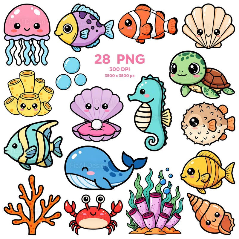 Sea Coral Clipart Cartoon - Etsy