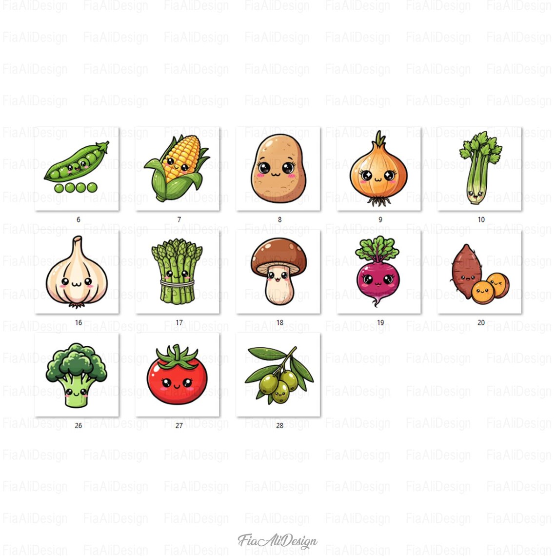 Cute Veggie Friends Clipart, Kawaii Vegetable Clipart Set, Cute ...