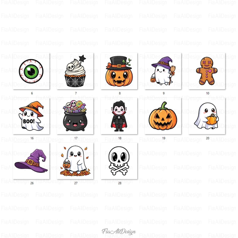 Spooky Cute Halloween Clipart, Halloween Clipart, Halloween PNG, Kawaii ...