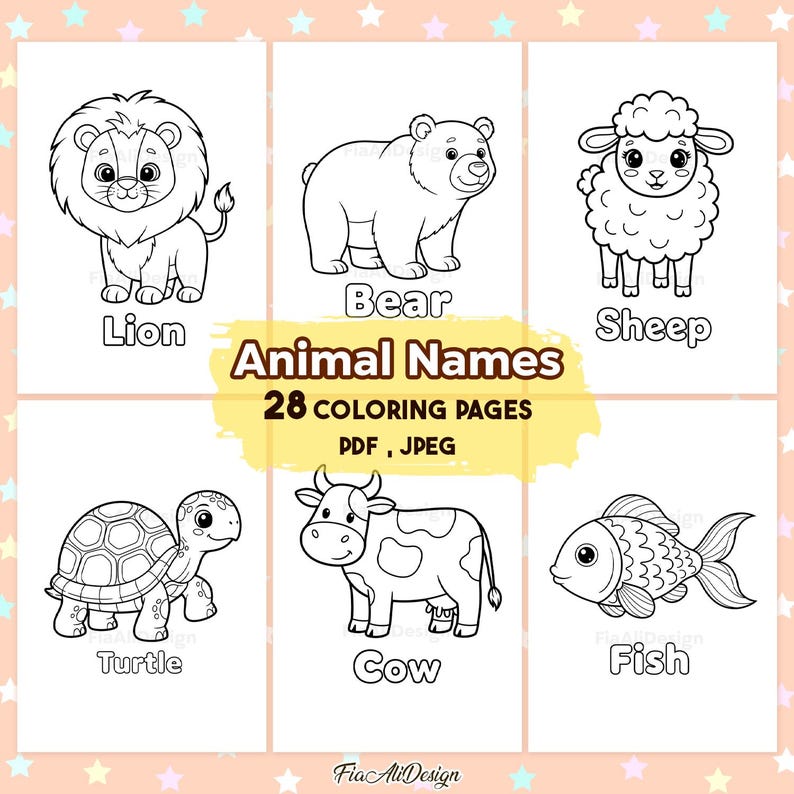 Animal Names Coloring Pages, Animal Vocabulary Coloring Pages, Coloring ...