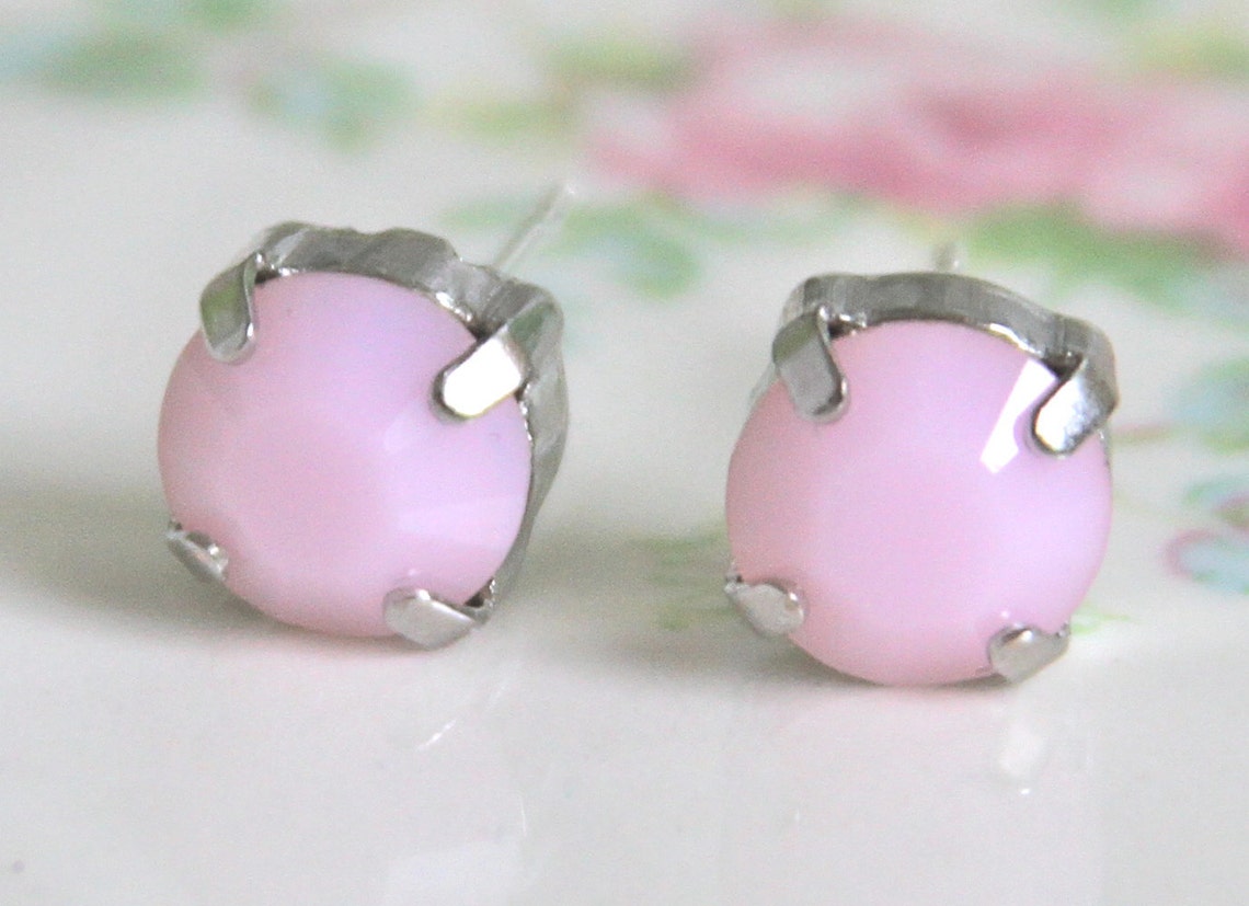 Swarovski Pink Alabaster Rhinestone Round Silver Rhinestone - Etsy