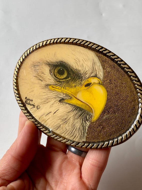 Vintage Painted Bald Eagle Belt Buckle: Robin Richard… - Gem