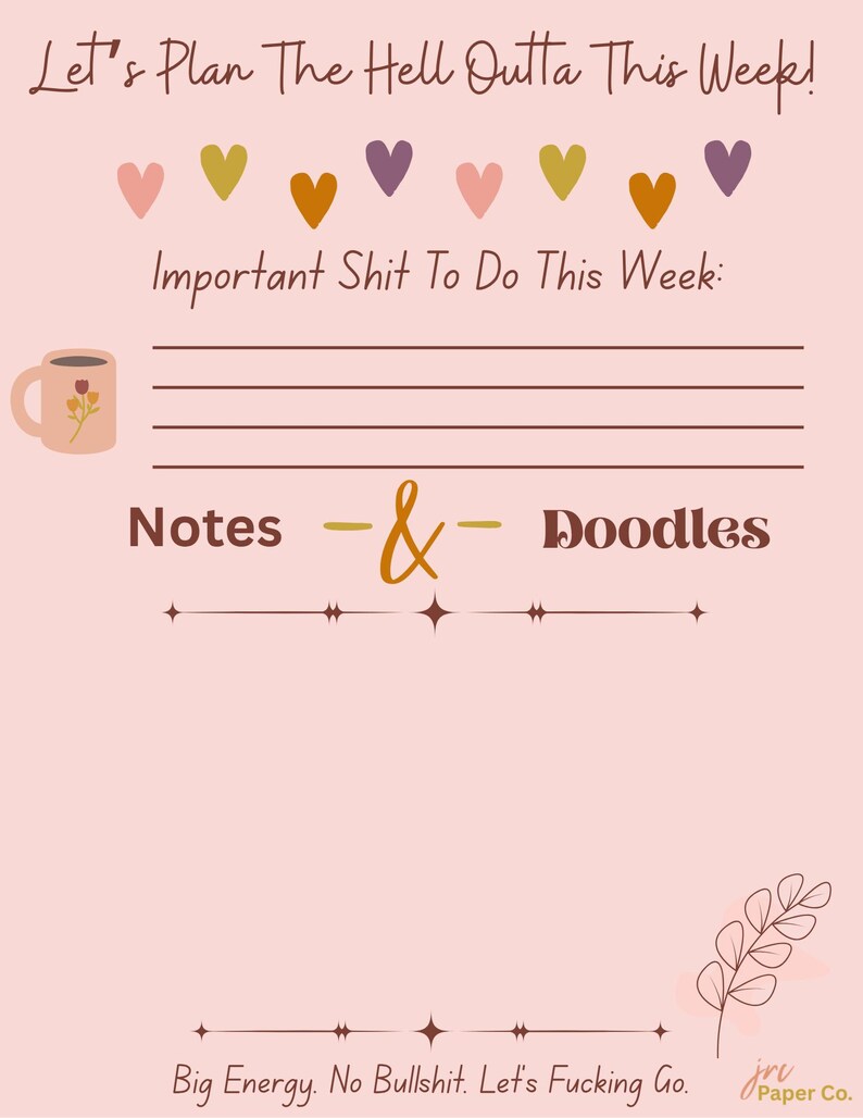 BOHO Daily Planner PDF | Printable Self-care Journal | Funny Digital ...