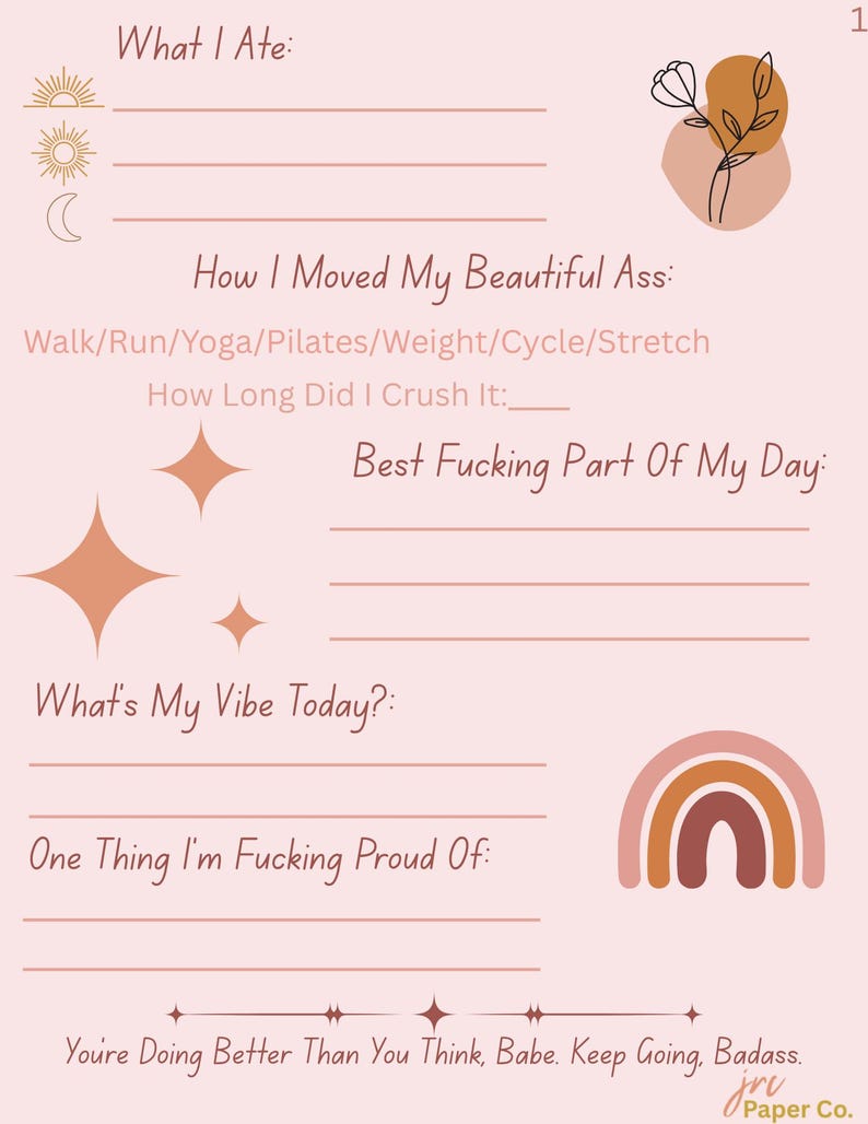 BOHO Daily Planner PDF | Printable Self-care Journal | Funny Digital ...