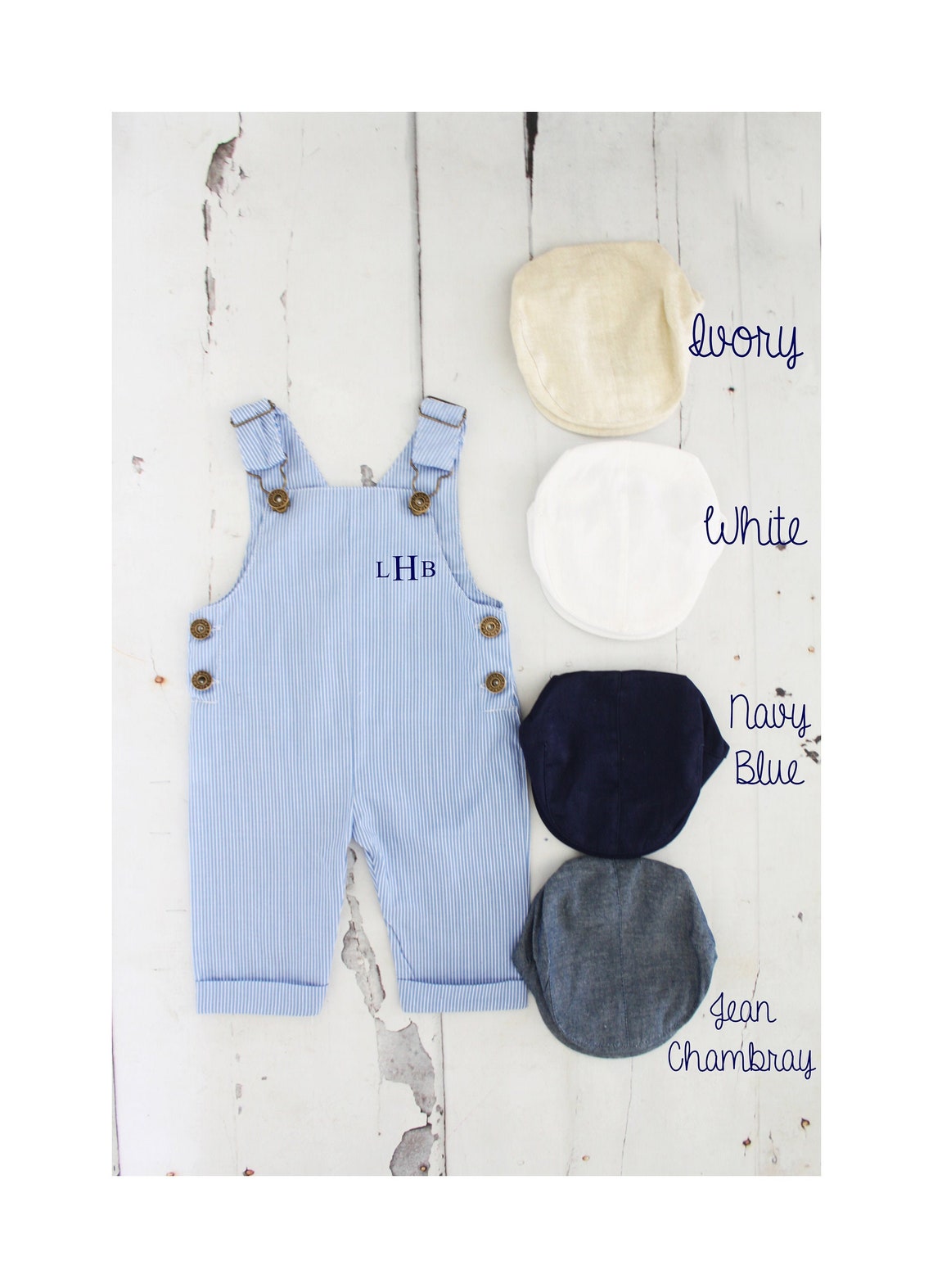 Easter, Summer Baby Boy Overalls Romper W Monogram or Name. Seersucker ...
