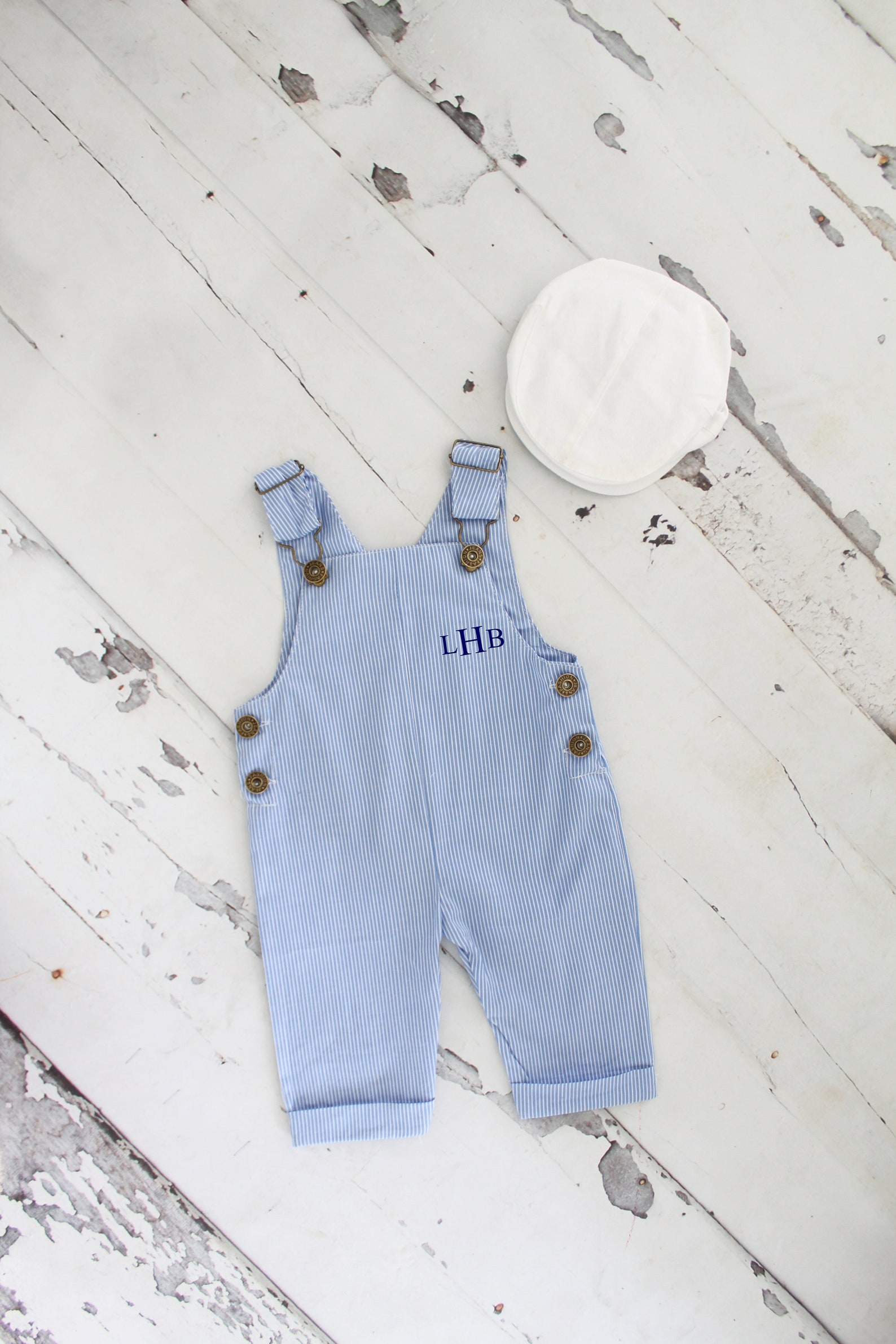 Easter, Summer Baby Boy Overalls Romper W Monogram or Name. Seersucker ...