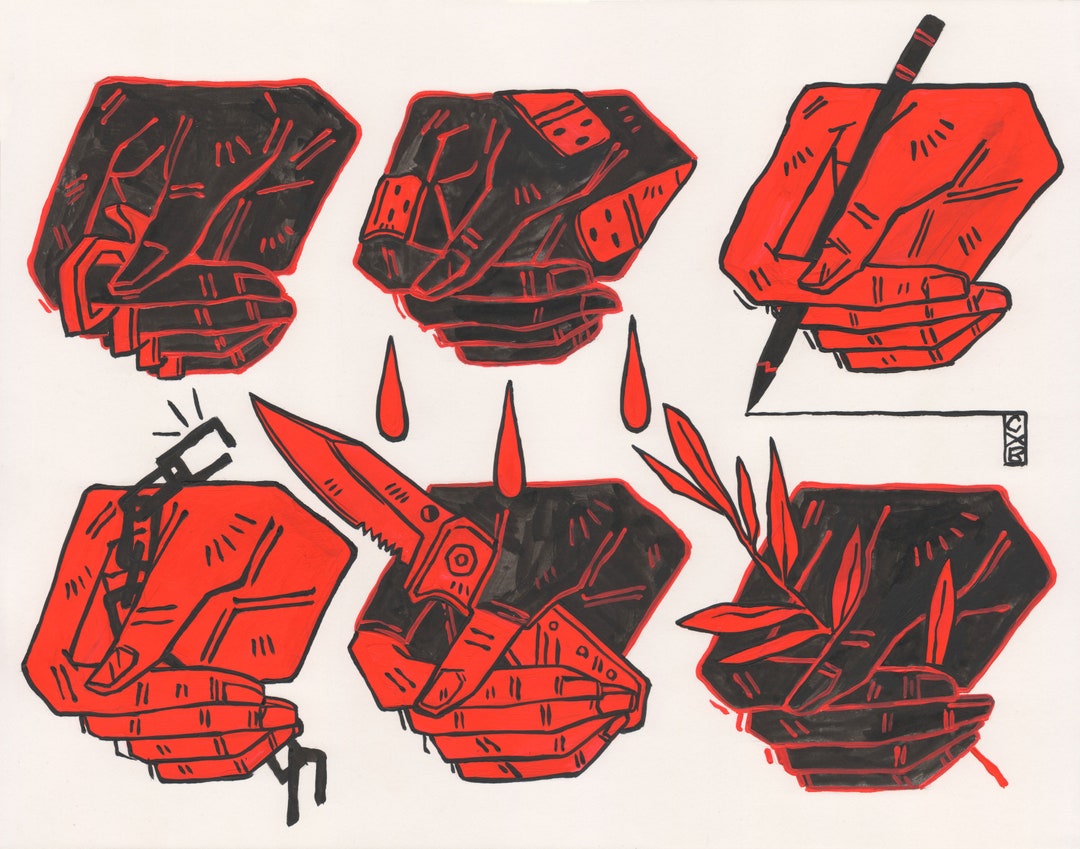Black & Red Hand Art / Dark Lineart Edgy Street Urban Goth Punk Create ...