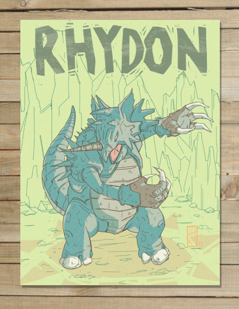 Rhydon Pokemon 9 X 12 in Art Prints 90's Nostalgic - Etsy UK