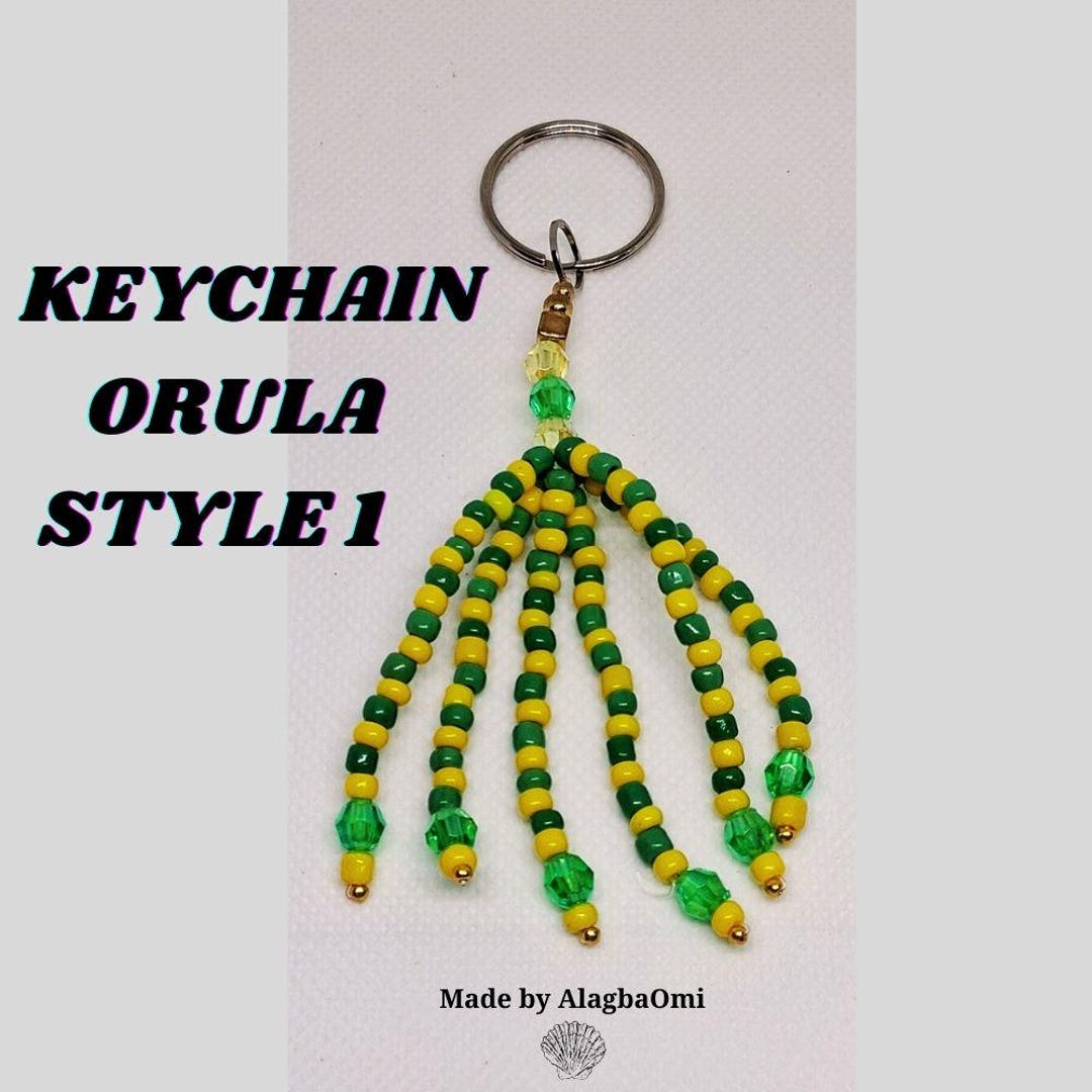 Orula Keychain, Green and Yellow Beads - Etsy