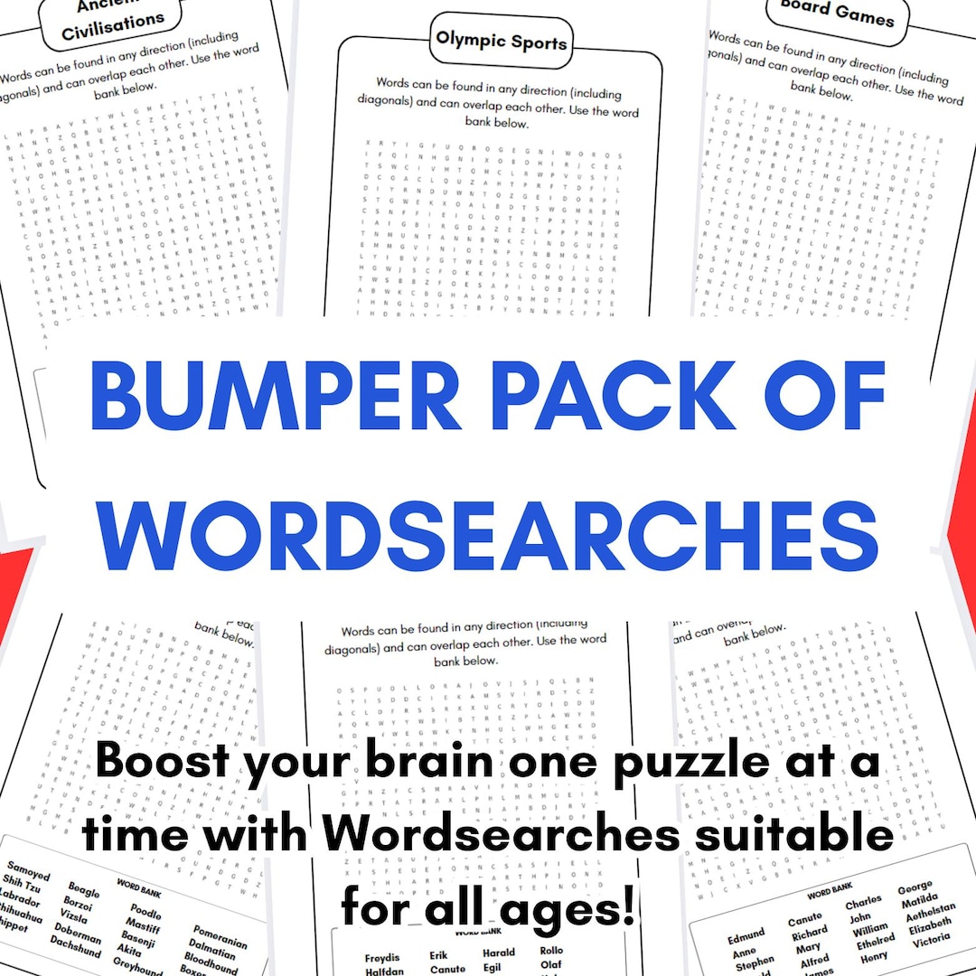 50+ Bumper Pack of Wordsearch Puzzles - Themed Puzzles for All Ages ...