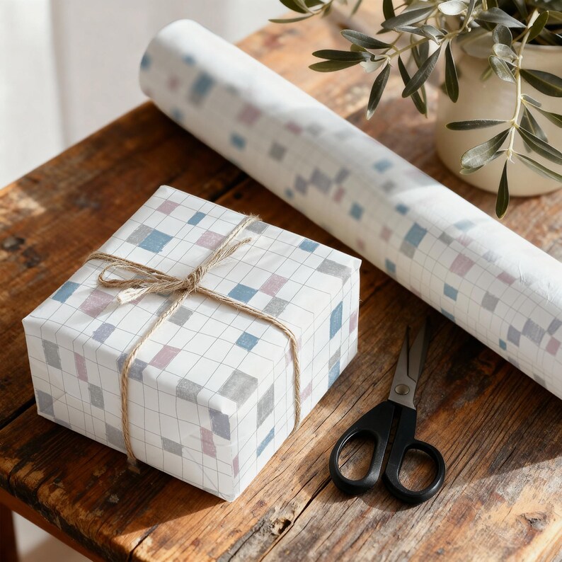 Modern Holiday Grid Wrapping Paper Printable | DIY Gift Wrap Digital Download - Etsy