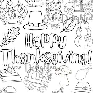 Thanksgiving Coloring Page: Printable Fall Kids Activity, Customizable ...