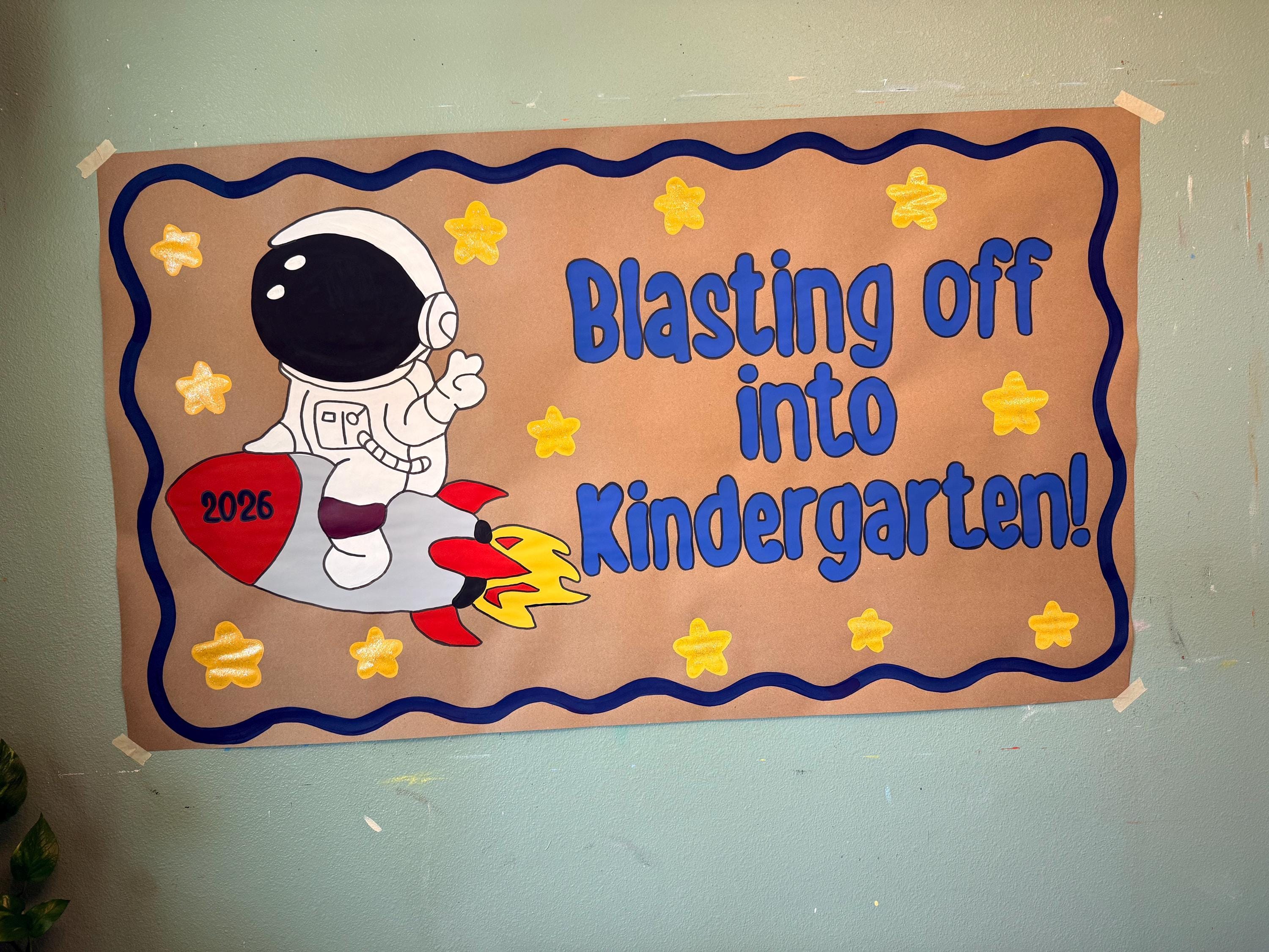 Custom Hand Painted Space Themed Graduation Kraft Paper Banner ...