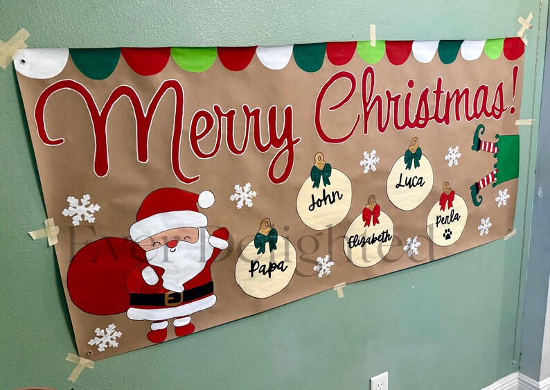 Personalized Hand Painted Christmas Family Banner: Custom Holiday Sign ...