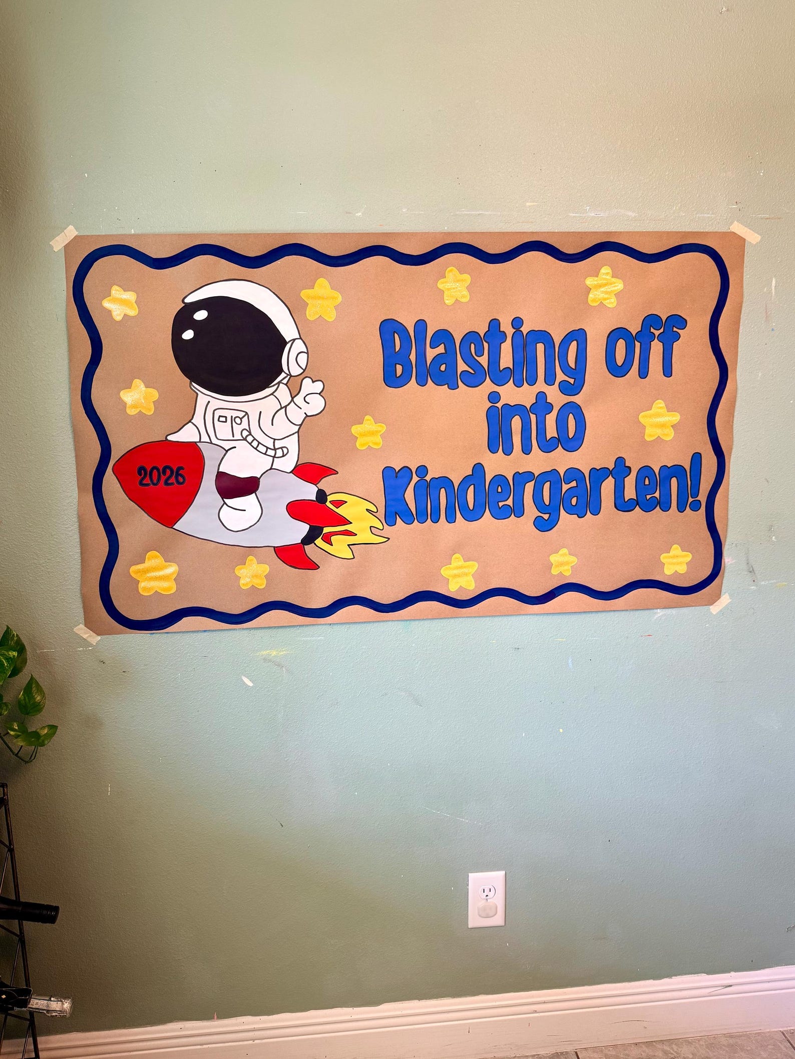 Custom Hand Painted Space Themed Graduation Kraft Paper Banner ...
