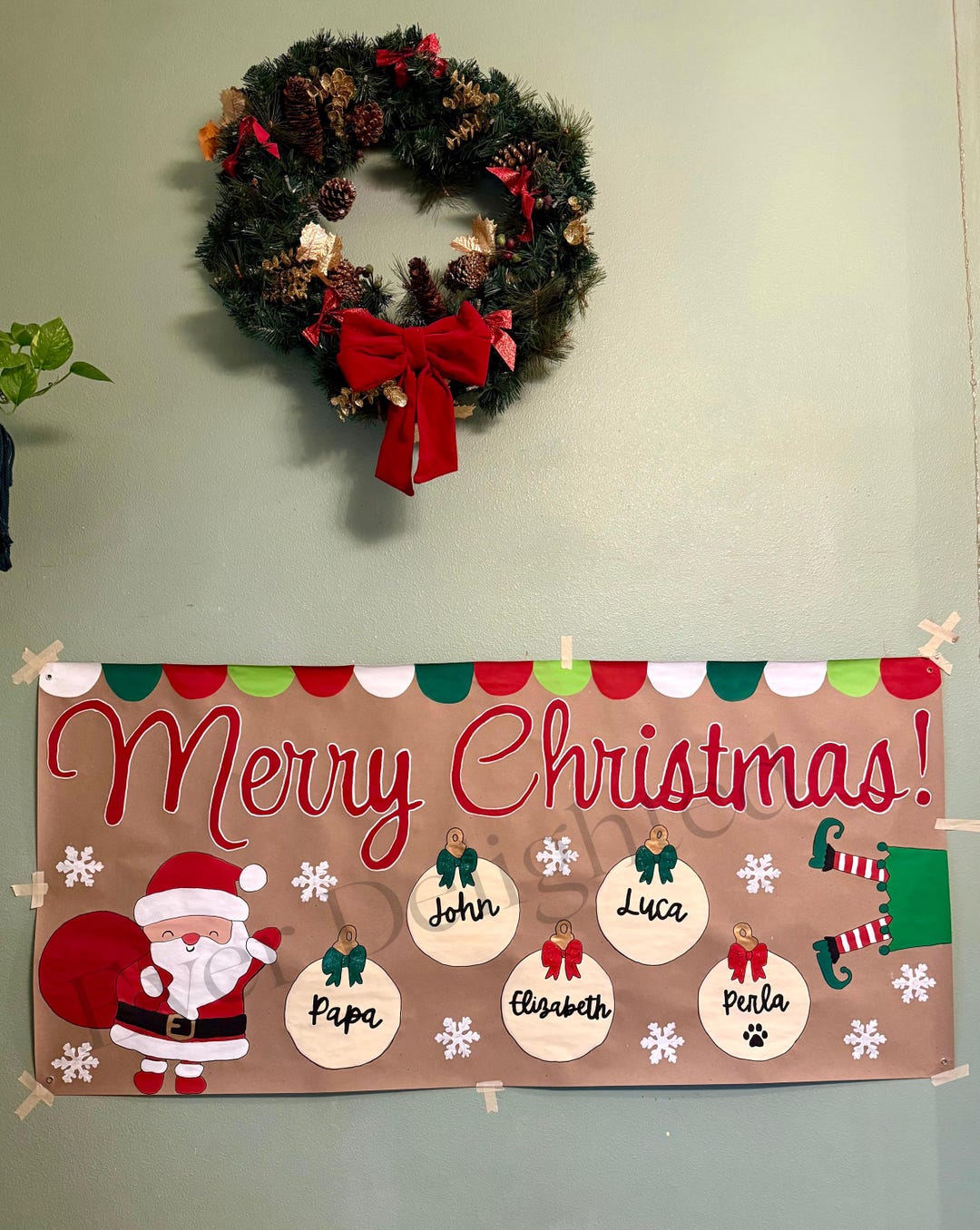 Personalized Hand Painted Christmas Family Banner: Custom Holiday Sign ...