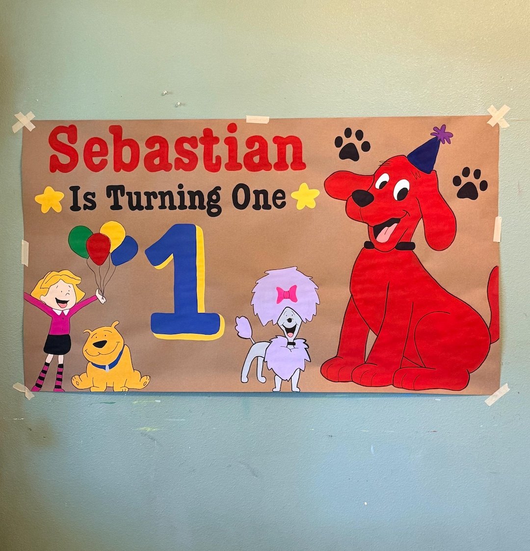 Personalized Hand Painted Banner: Big Red Dog Party Sign - Etsy