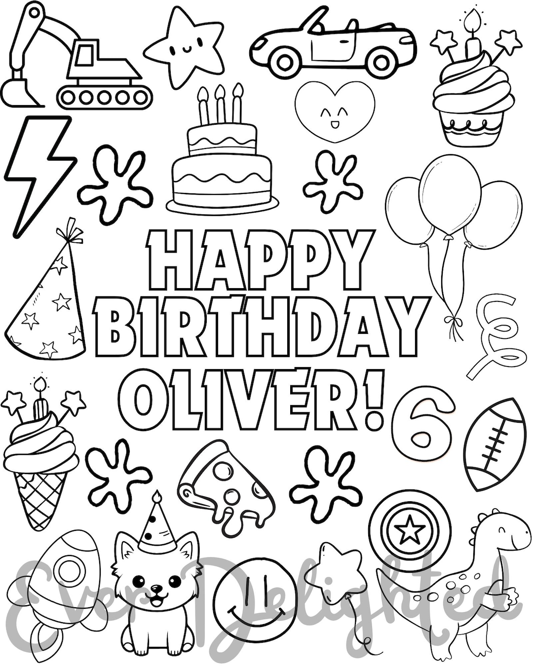 Personalized Birthday Coloring Page: Custom Party Activity (printable ...