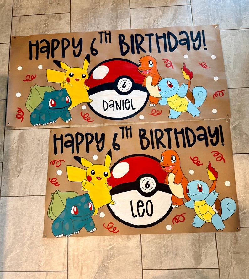 Personalized Hand Painted Kraft Banner: Catch Em All Theme, Gamer ...