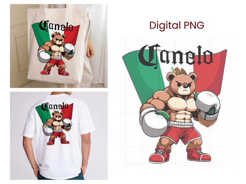 Canelo Bear Mexican Flag Png | Bear Png | Mexican Boxing Png | El Boxeo ...