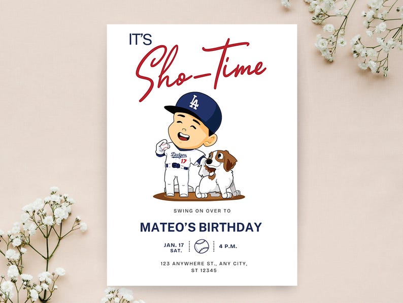 Dodgers Birthday Editable Invitation | Shohei Ohtani Theme | LA ...