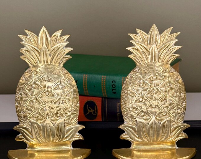 Vintage Brass Pineapple Bookends- - Etsy