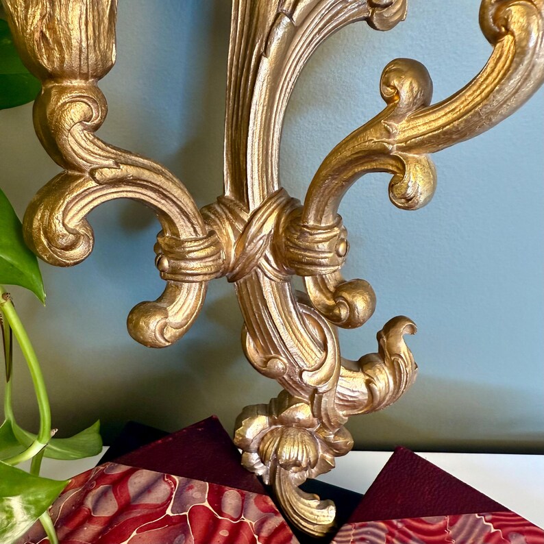 Vintage Syroco Wood Candle Wall Sconces Pair | Chateaucore Gold Ornate ...