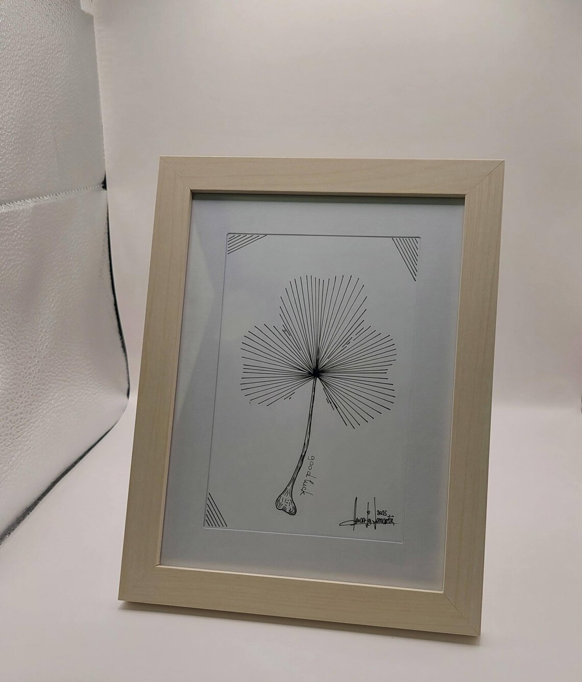 Good Luck Line Drawing Framed in MDF | Minimalist Ink Art Wall Decor ...