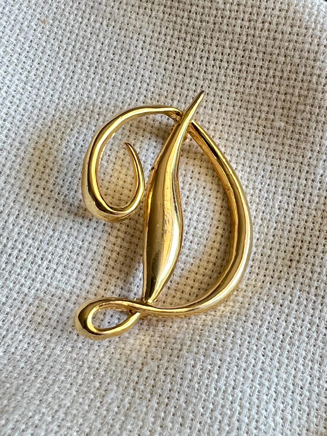 Vintage Letter D Pin, Personalized Letter Brooch for Vintage Lover ...