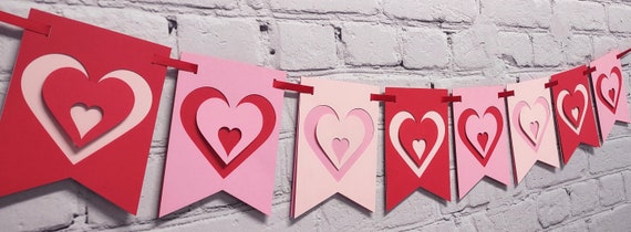 Pink and Red Heart Flag Valentine Banner Little Sweetheart Birthday ...