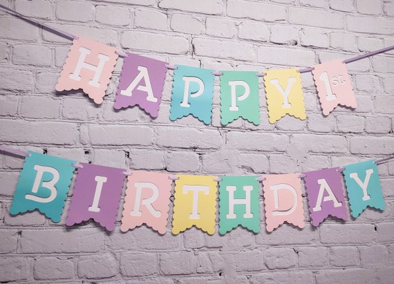 Pastel Birthday Banner Two Sweet Rainbow Garland Unicorn Party Decor ...