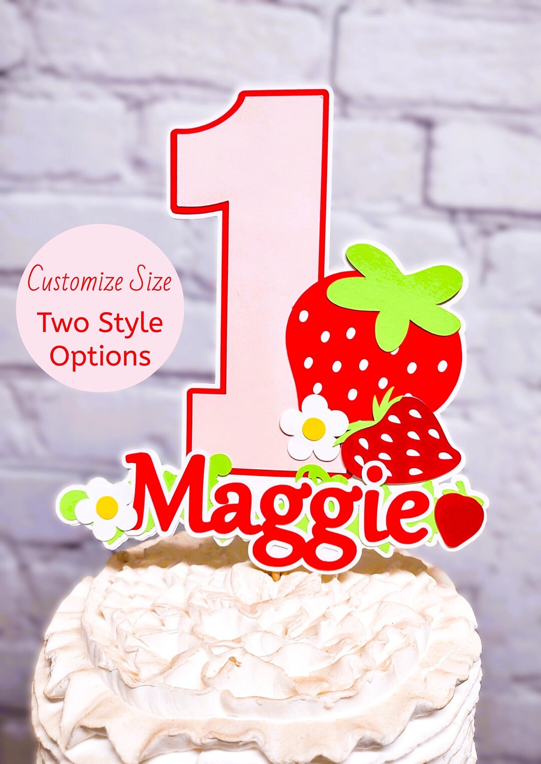 Berry First Birthday Cake Topper Personalized Strawberry Shortcake ...