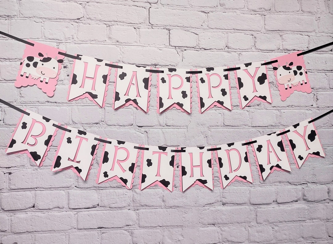 Holy Cow Birthday Banner Cowprint Panels for Farm Party Cowgirl 1st ...
