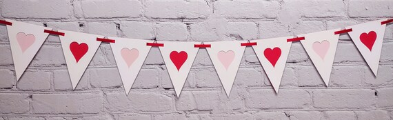 Pink and Red Heart Pennant Banner Valentine Decoration Little ...
