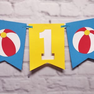 Beach Ball Birthday Banner Pool Party Summer Fun Decor Double Layered ...