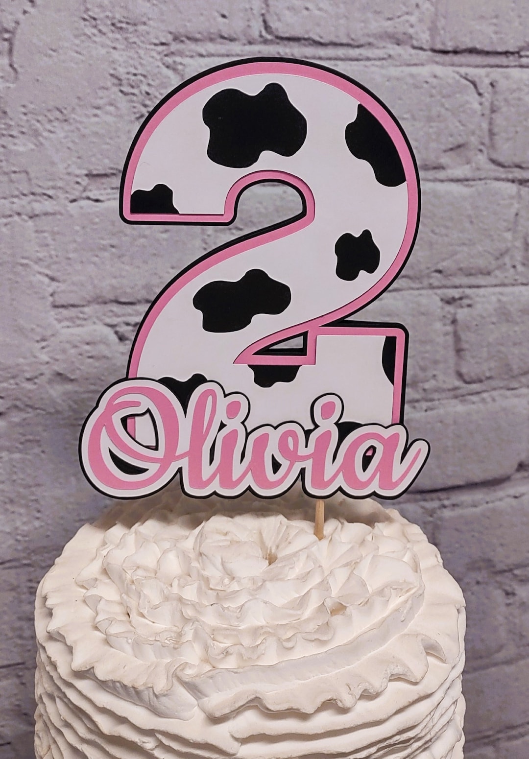 Pink and Cow Print Cake Topper Personalized Holy Cow 1st Birthday ...