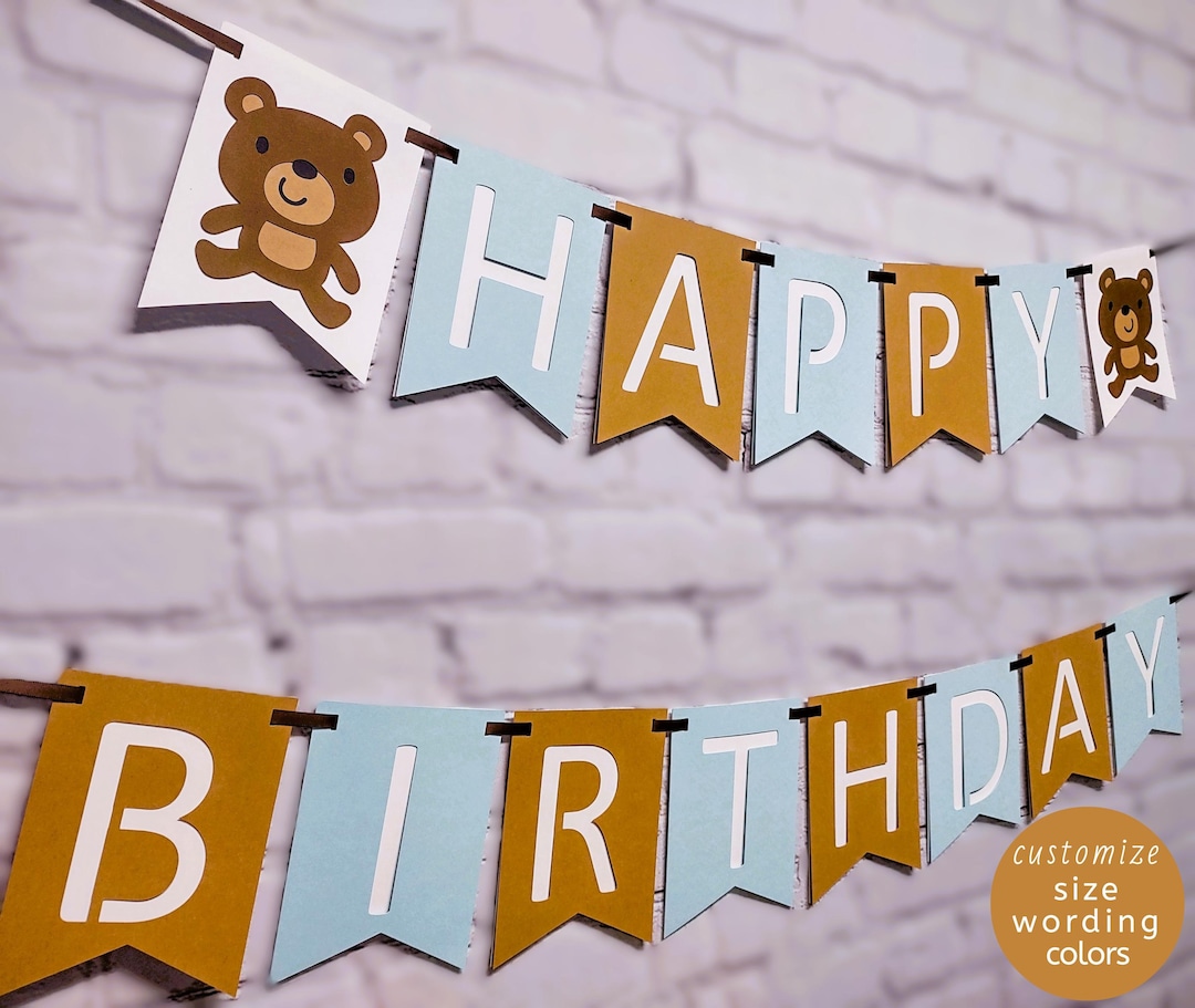 Teddy Bear Birthday Banner for a Bearly One Little Bear First Party ...