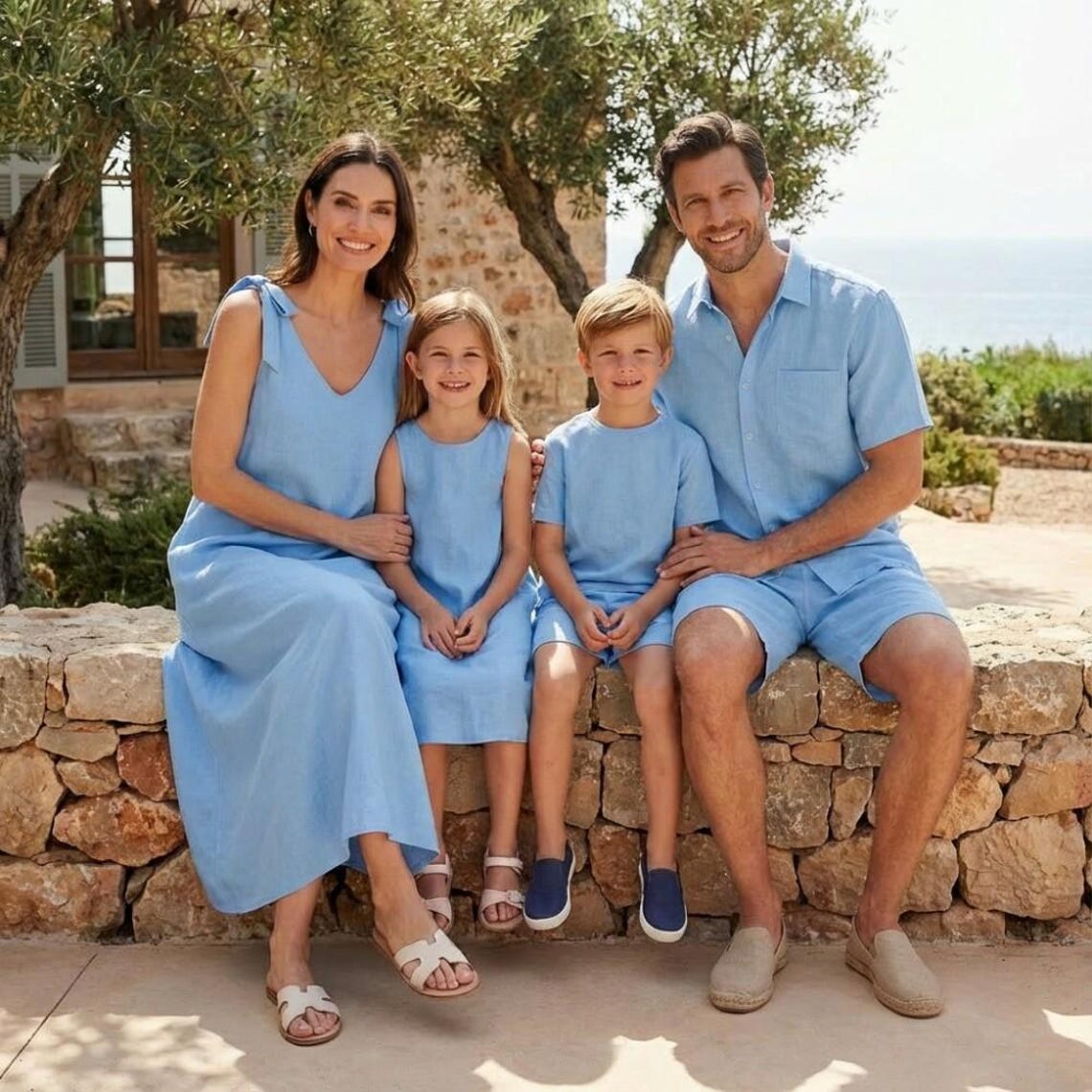 Handmade Linen Family Outfit Set – Matching Parents and Kids Linen ...