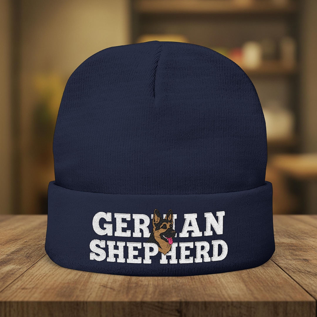 German Shepherd Embroidered Beanie | Knit Beanie, Dog Lover Hat, Gift ...