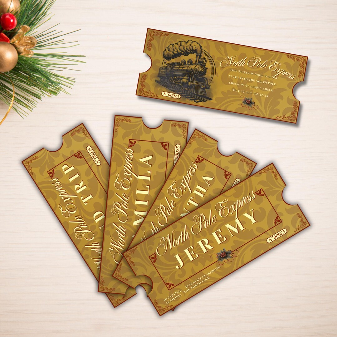 North Pole Golden Ticket Template, Polar Express Train Ticket ...