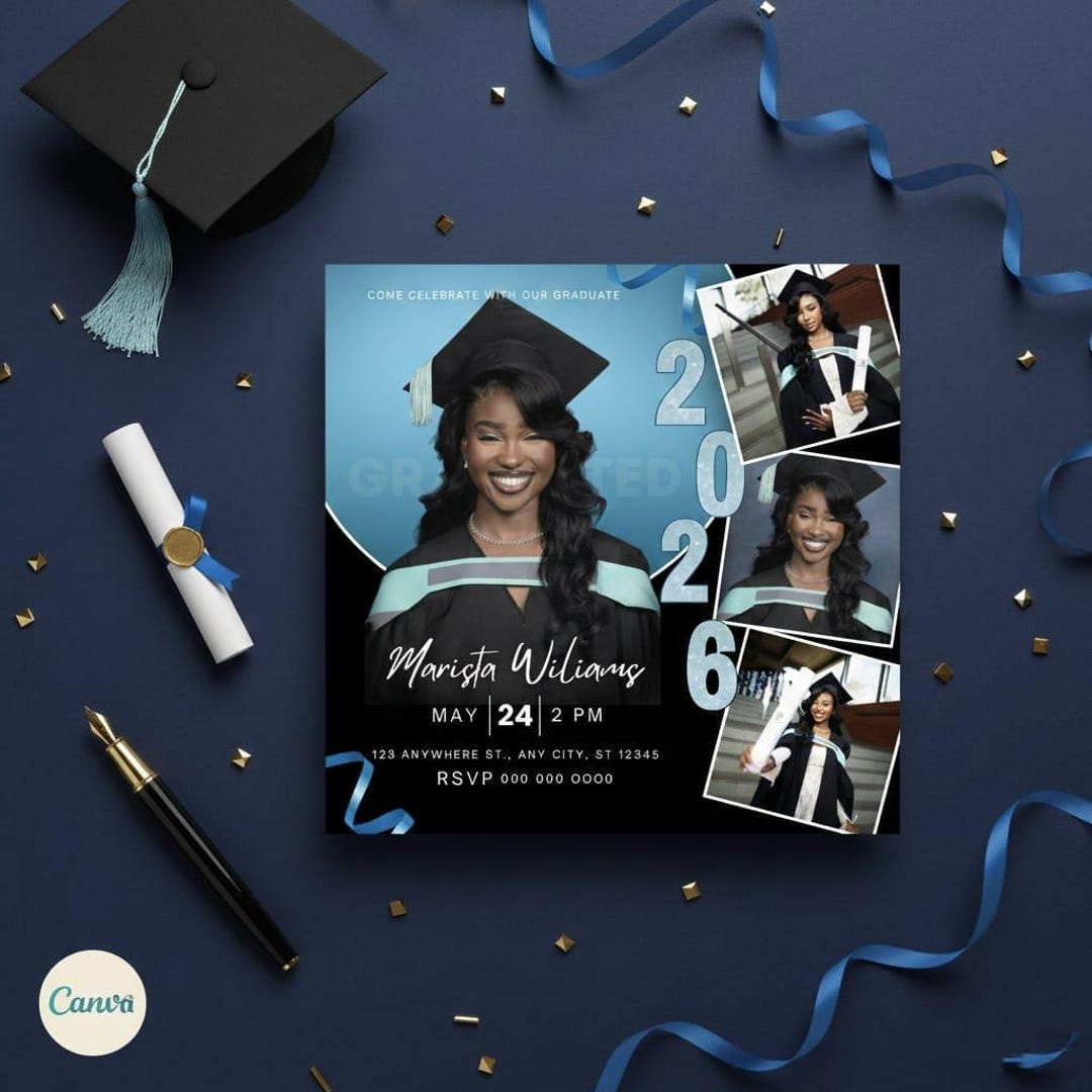 Editable Graduation Invitation Flyer | Class of 2026 Graduation Party ...