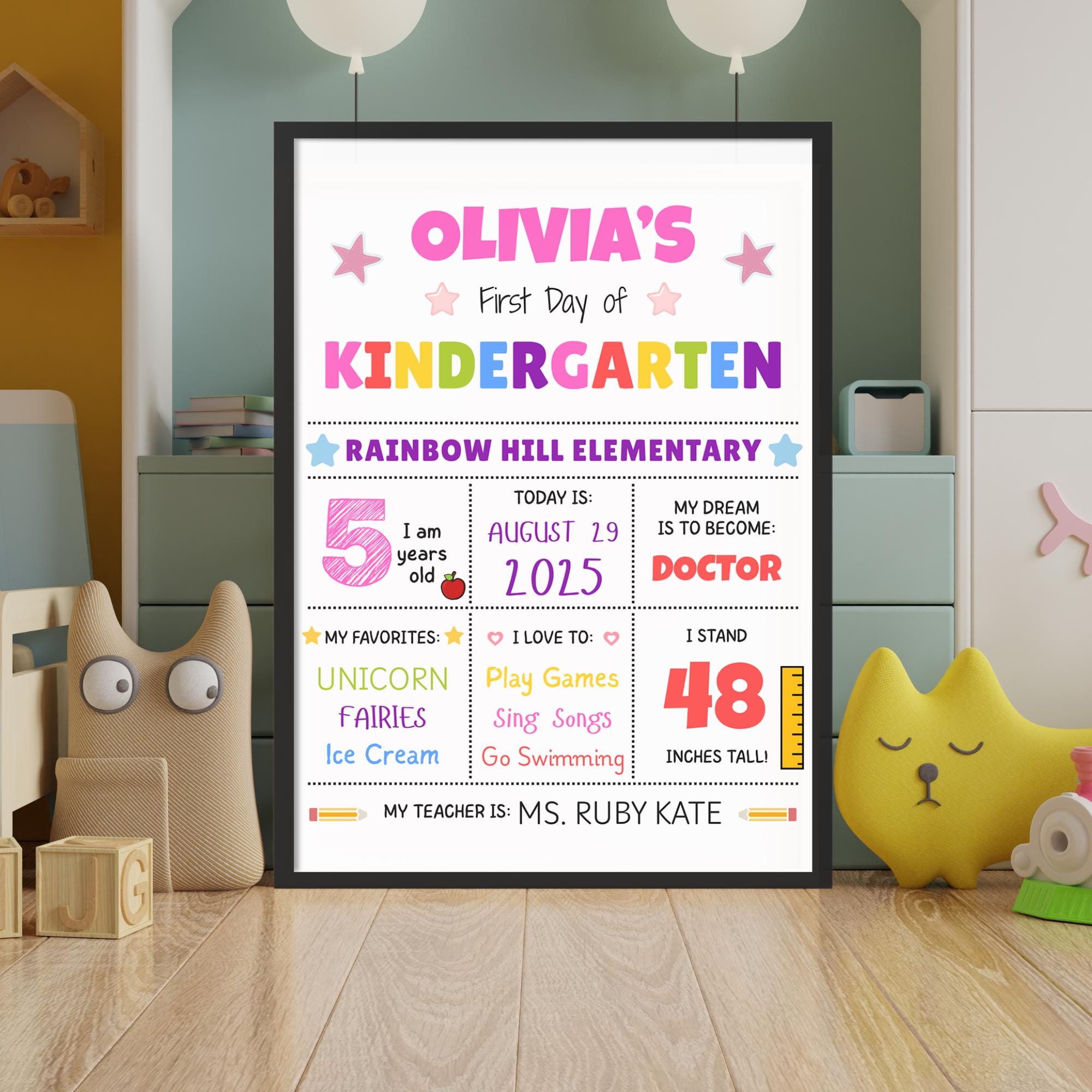 Editable First Day of School Sign: Chalkboard Canva Template (digital ...