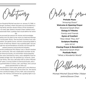 Minimalist Funeral Program With Photo, Foldable Celebration of Life ...