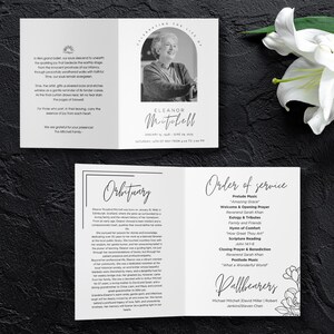 Minimalist Funeral Program With Photo, Foldable Celebration of Life ...