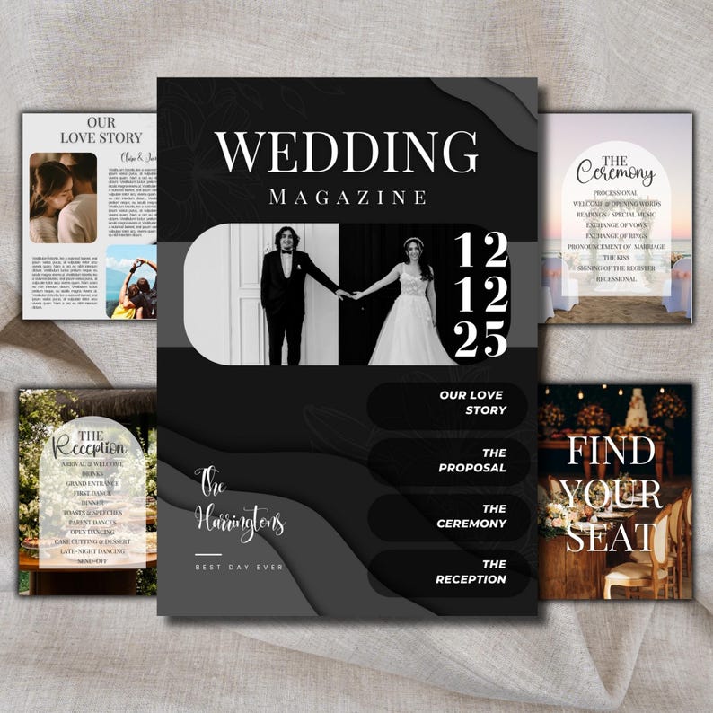 Wedding Day Magazine Template | Wedding Program Template | Infographic ...
