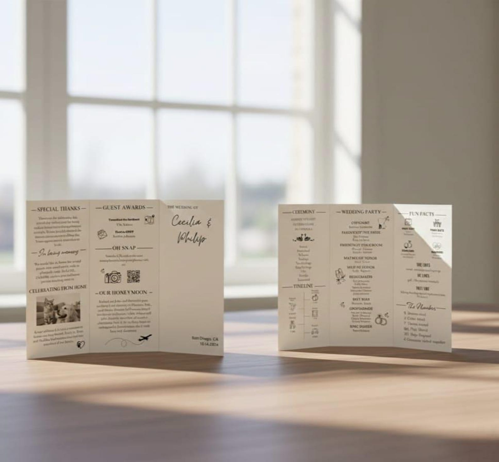 Trifold Wedding Program, Infographic Ceremony Program Template ...