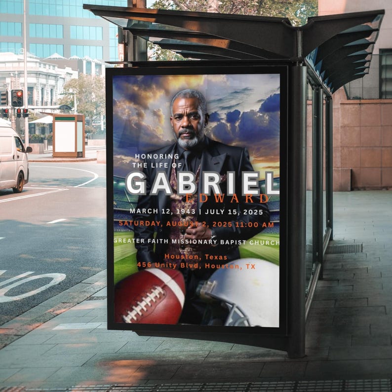 Football Funeral Program Template, Sports Obituary, Navy Grey Obituary ...
