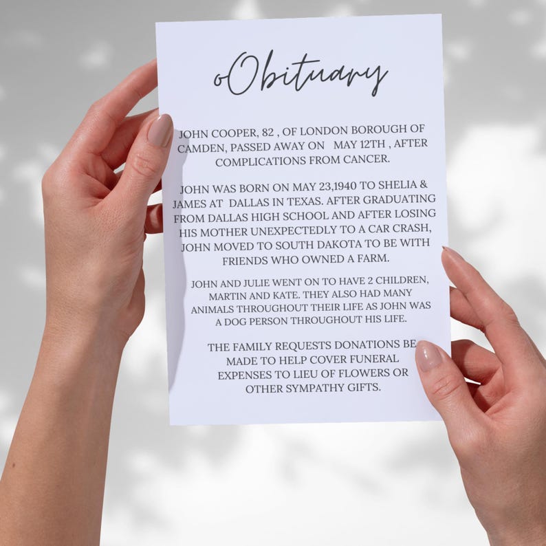 Editable Funeral Program Template: Celebration of Life Memorial (5x7 ...