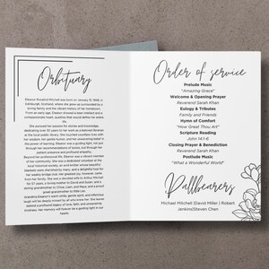 Minimalist Funeral Program With Photo, Foldable Celebration of Life ...