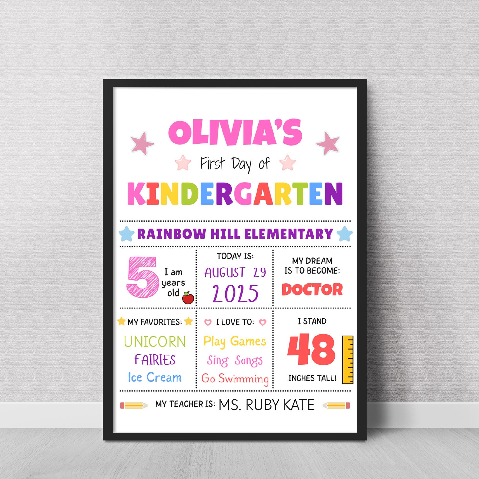 Editable First Day of School Sign: Chalkboard Canva Template (digital ...
